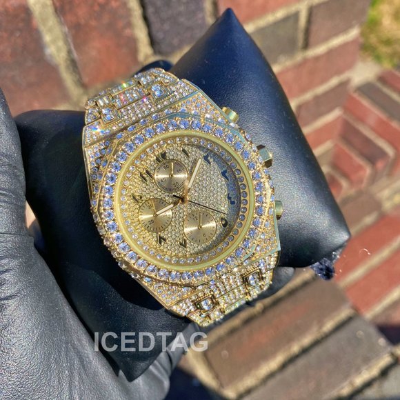 Accessories | Iced Bling Out Mens Luxury White Gold Plated Arabic Dial Hip Hop Celebrity Watch ...